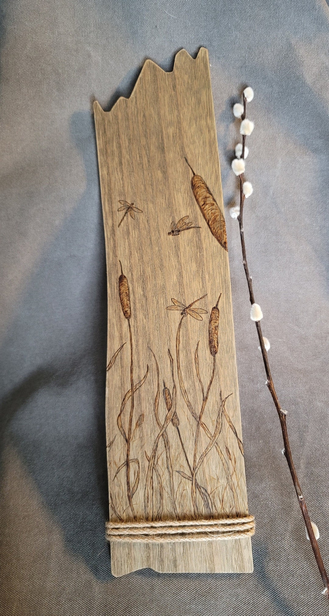 Dragonflies in Cattails, Hand-made Pyrography Wall Art - Etsy