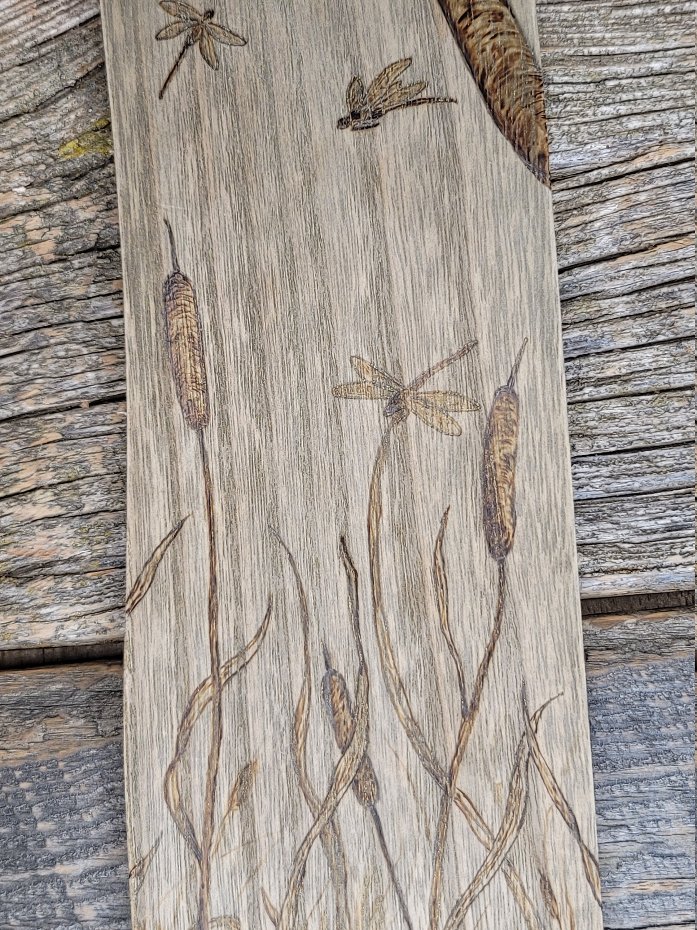 Dragonflies in Cattails, Hand-made Pyrography Wall Art - Etsy