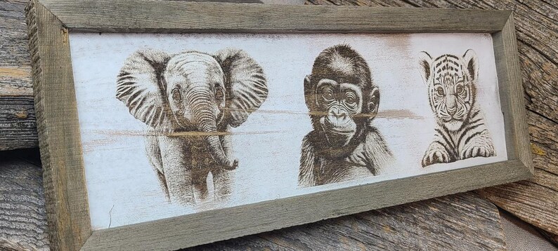 Jungle Harmony Baby Safari Animals Pyrography Art, Children Gift, Lion ...