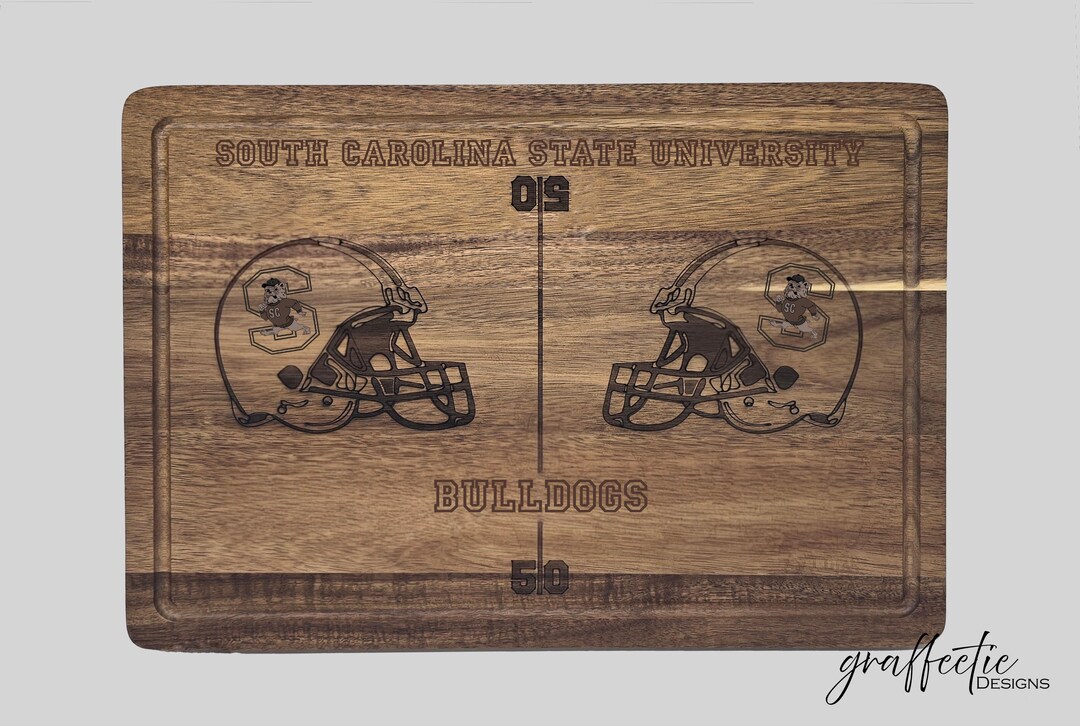 SCSU Bulldogs - Engraved Cutting Board, Custom Football Helmet Design ...