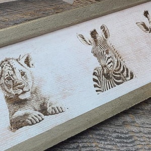 Safari Nursery Jungle, Pyrography Art, Children Gift, Lion, Leopard ...