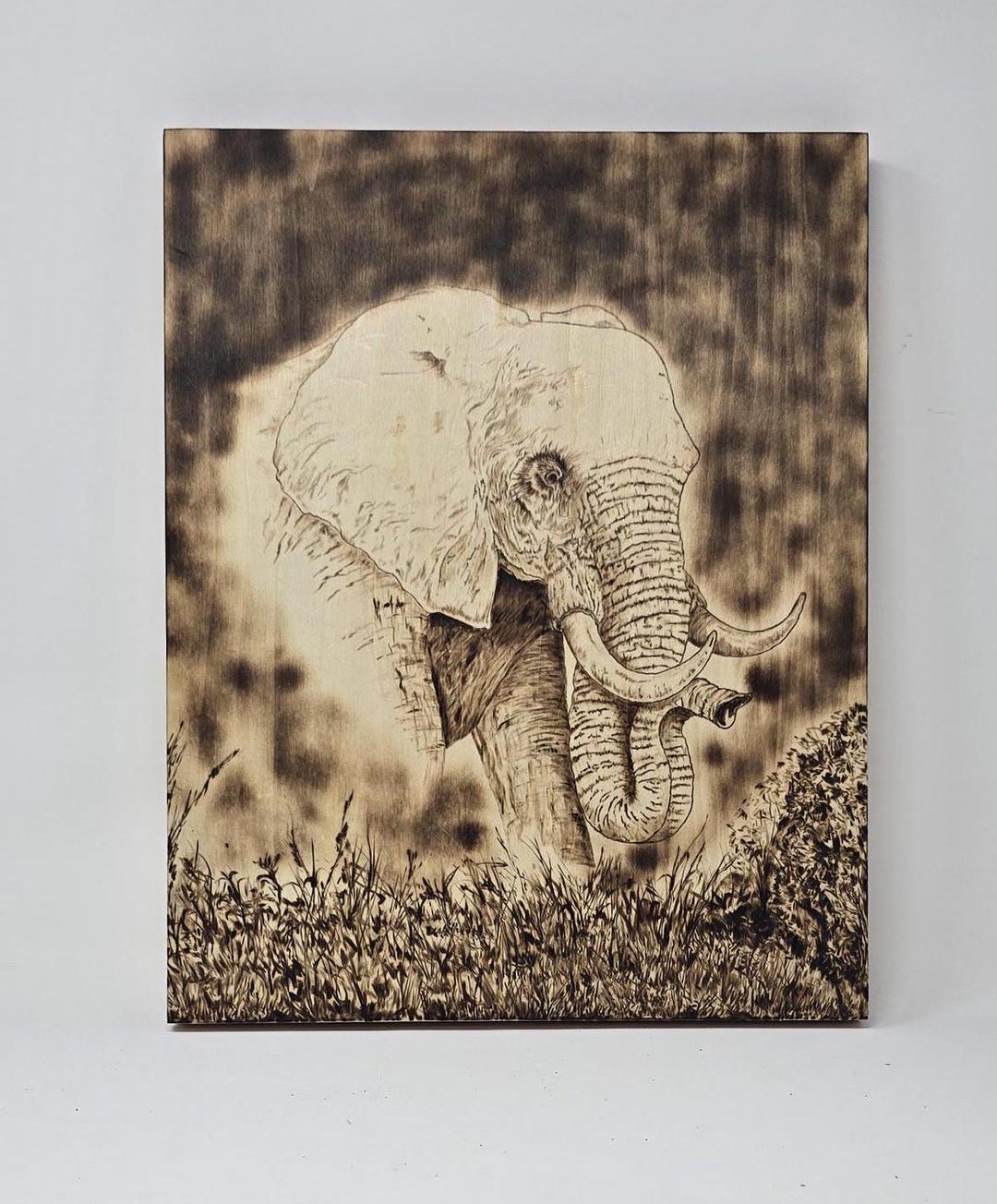 Majestic Elephant, Animal Print, Pyrography Art, Wood Burning, Gifts ...