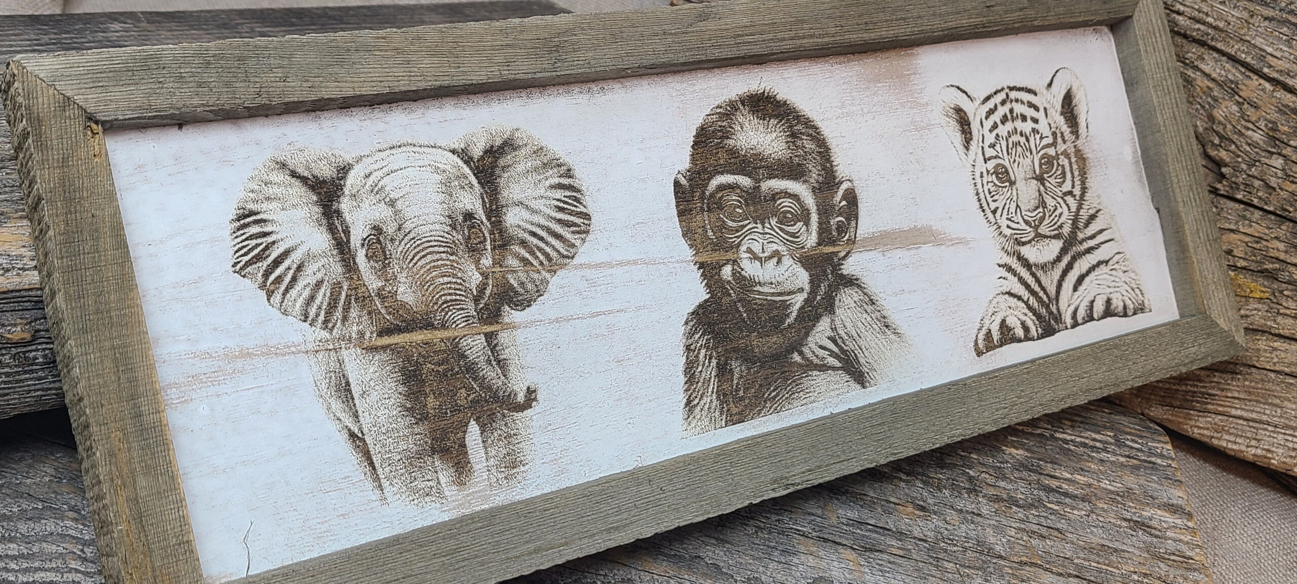 Jungle Harmony Baby Safari Animals Pyrography Art, Children Gift, Lion ...