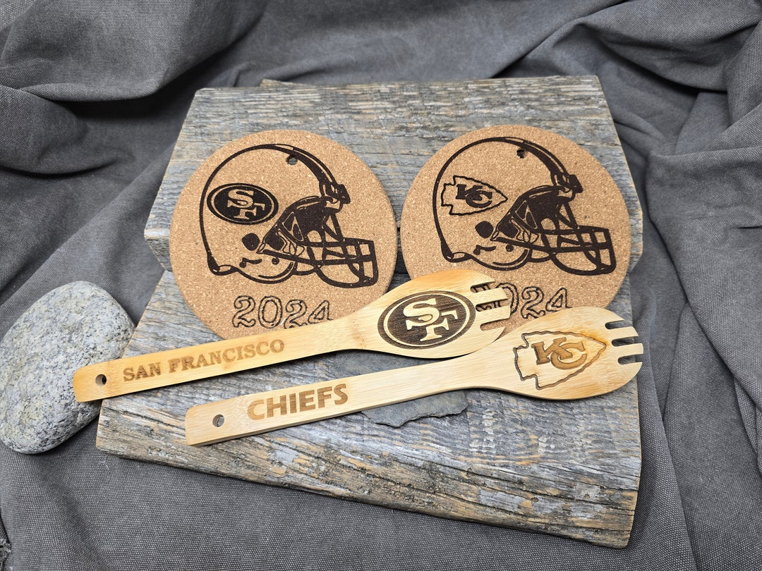 Laser Engraved Football Trivet and Spoon Set: Team Spirit Kitchenware ...