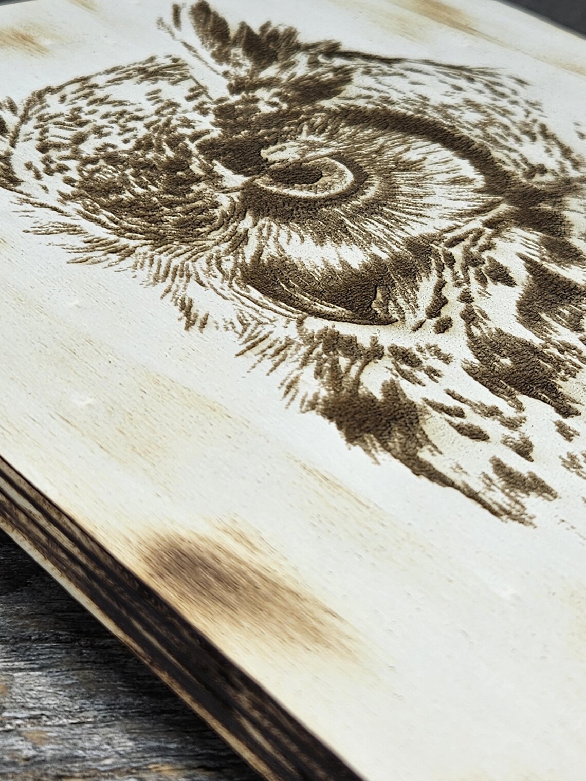 Handcrafted Great Horned Owl Pyrography Art on Natural Wood - Etsy