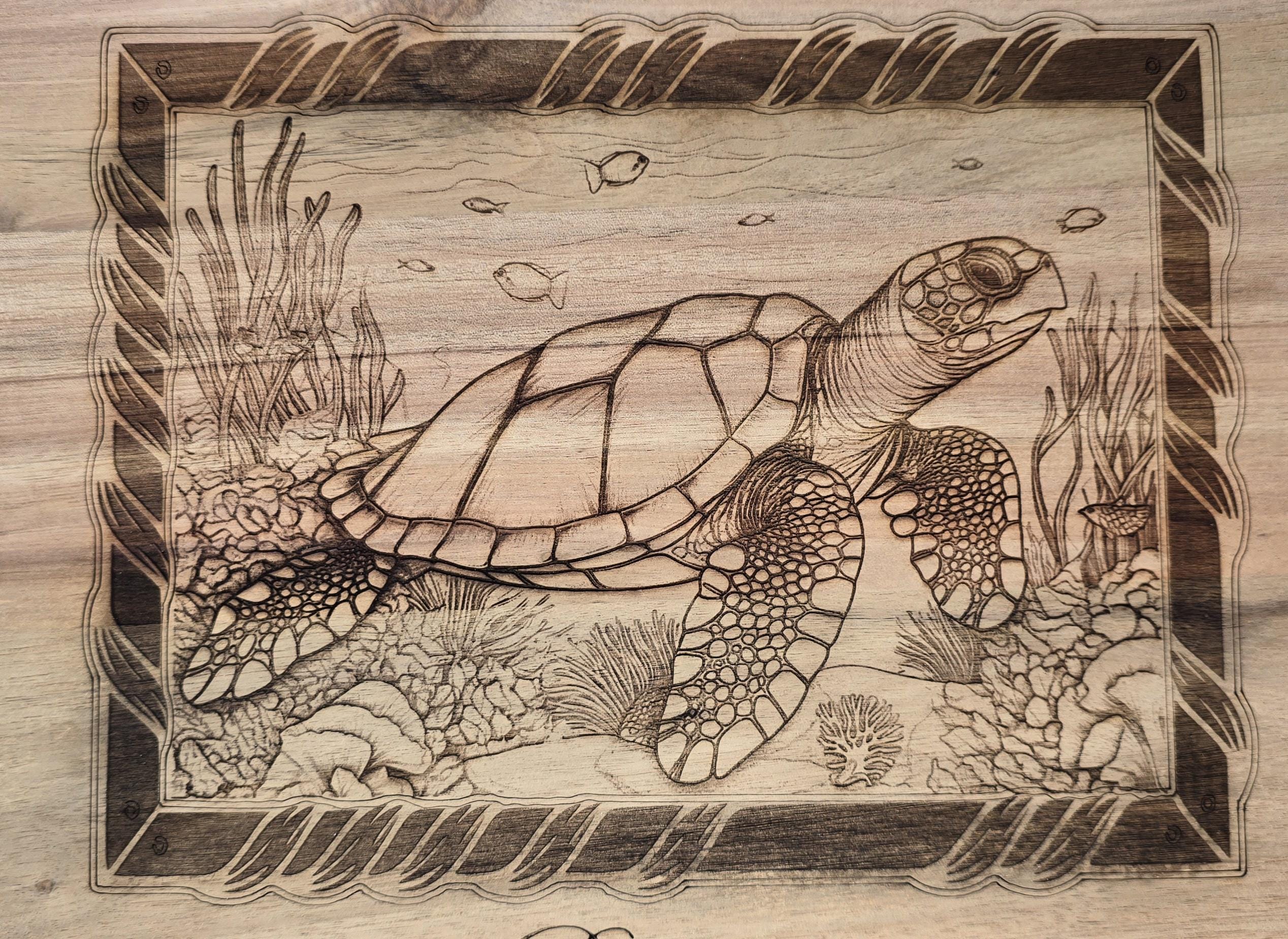 Personalized Sea Turtle Cutting Board, Coastal Kitchen Decor, Engraved ...