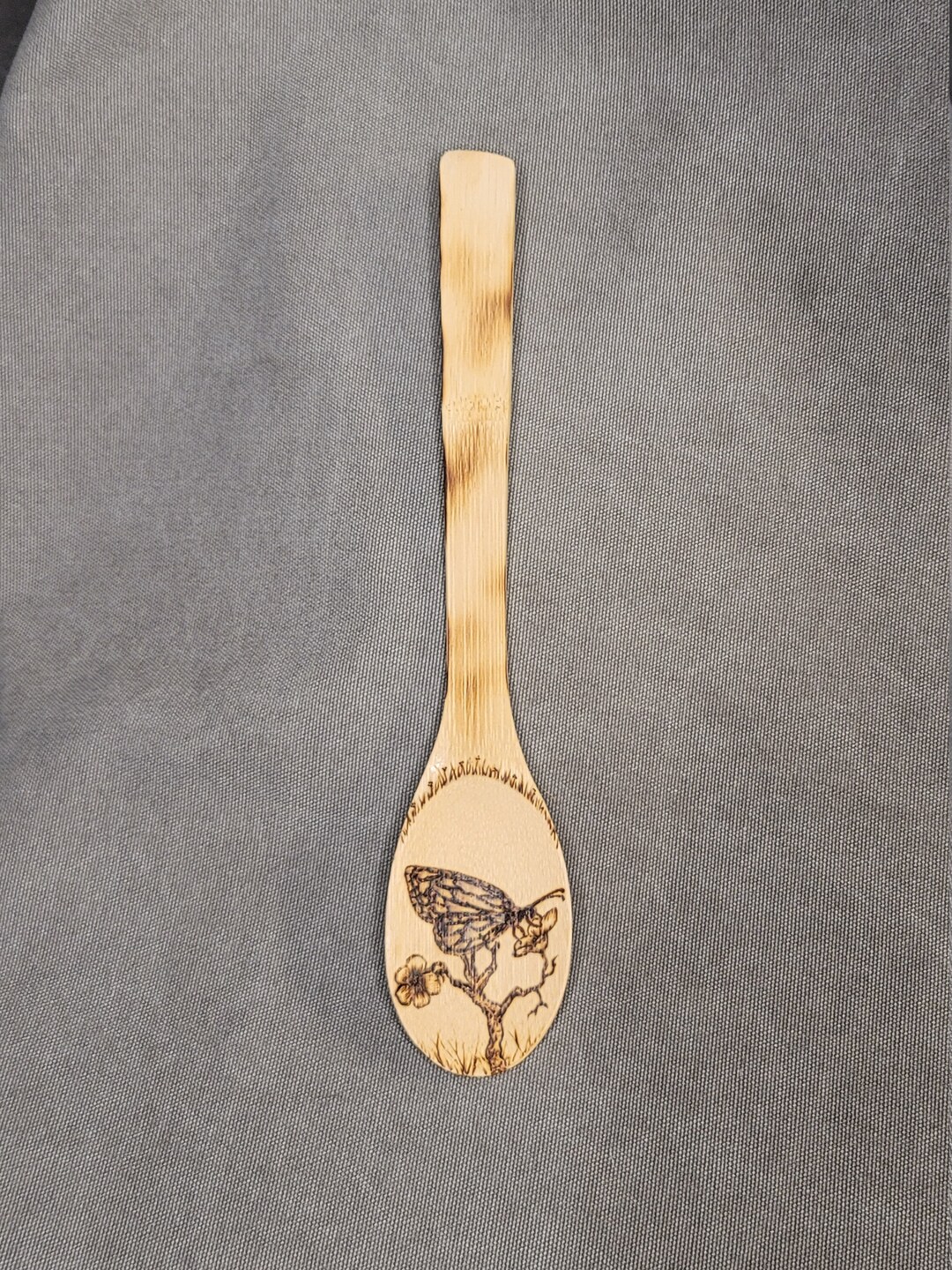 Butterfly Bamboo Spoon: Pyrography Art, Nature Inspired Kitchen Utensil ...