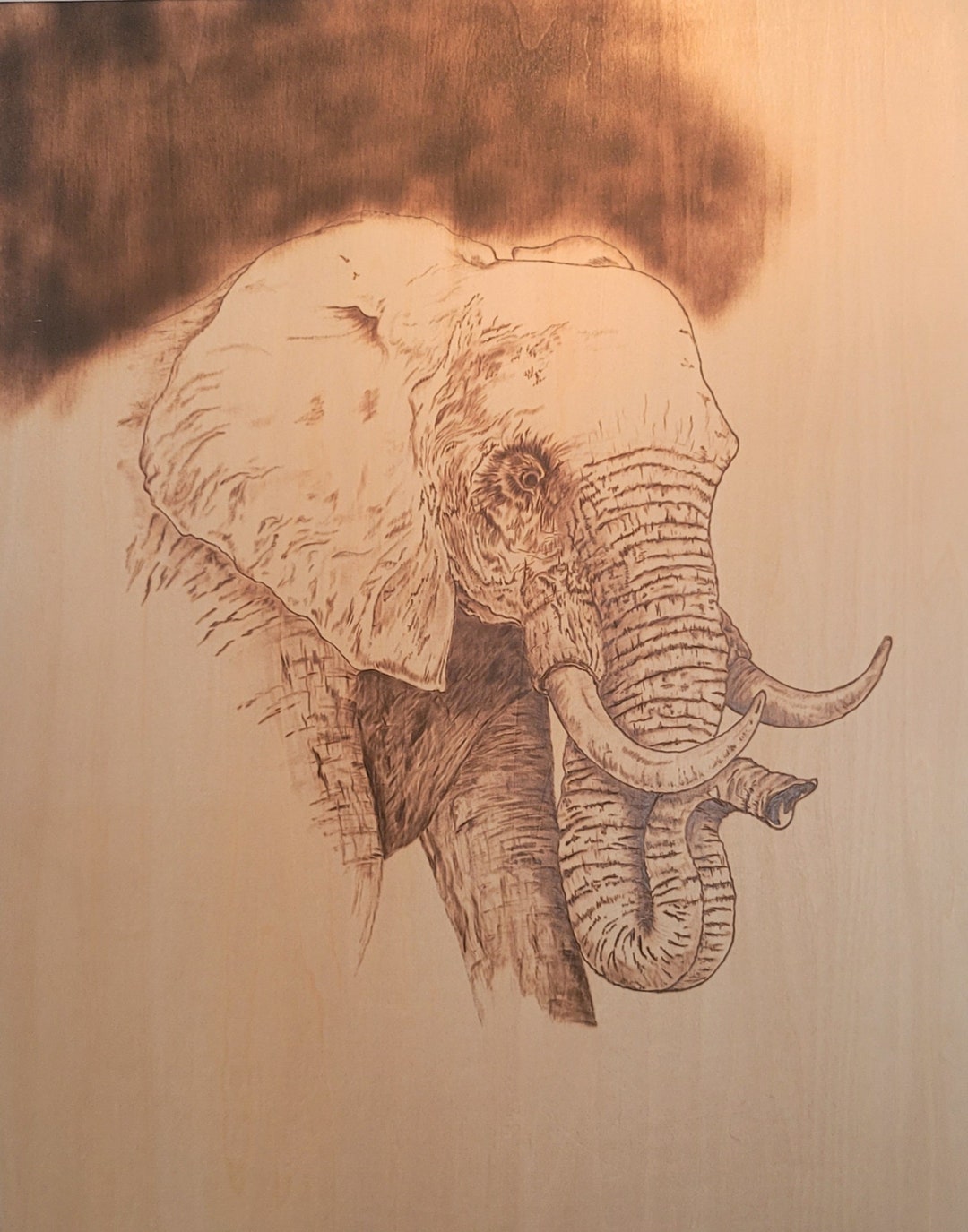 Majestic Elephant, Animal Print, Pyrography Art, Wood Burning, Gifts ...