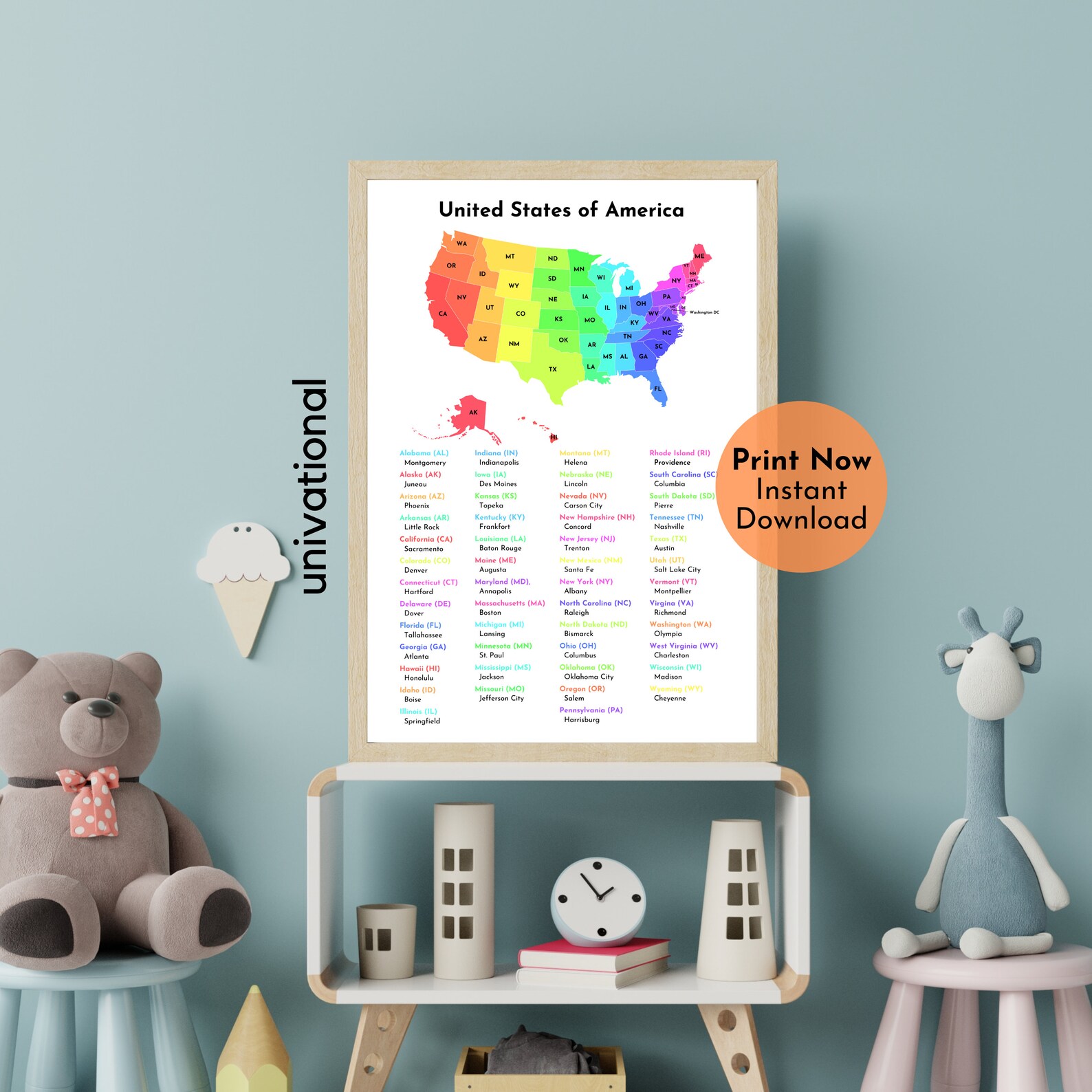 Classroom Posters Montessori Classroom States and Capitals - Etsy