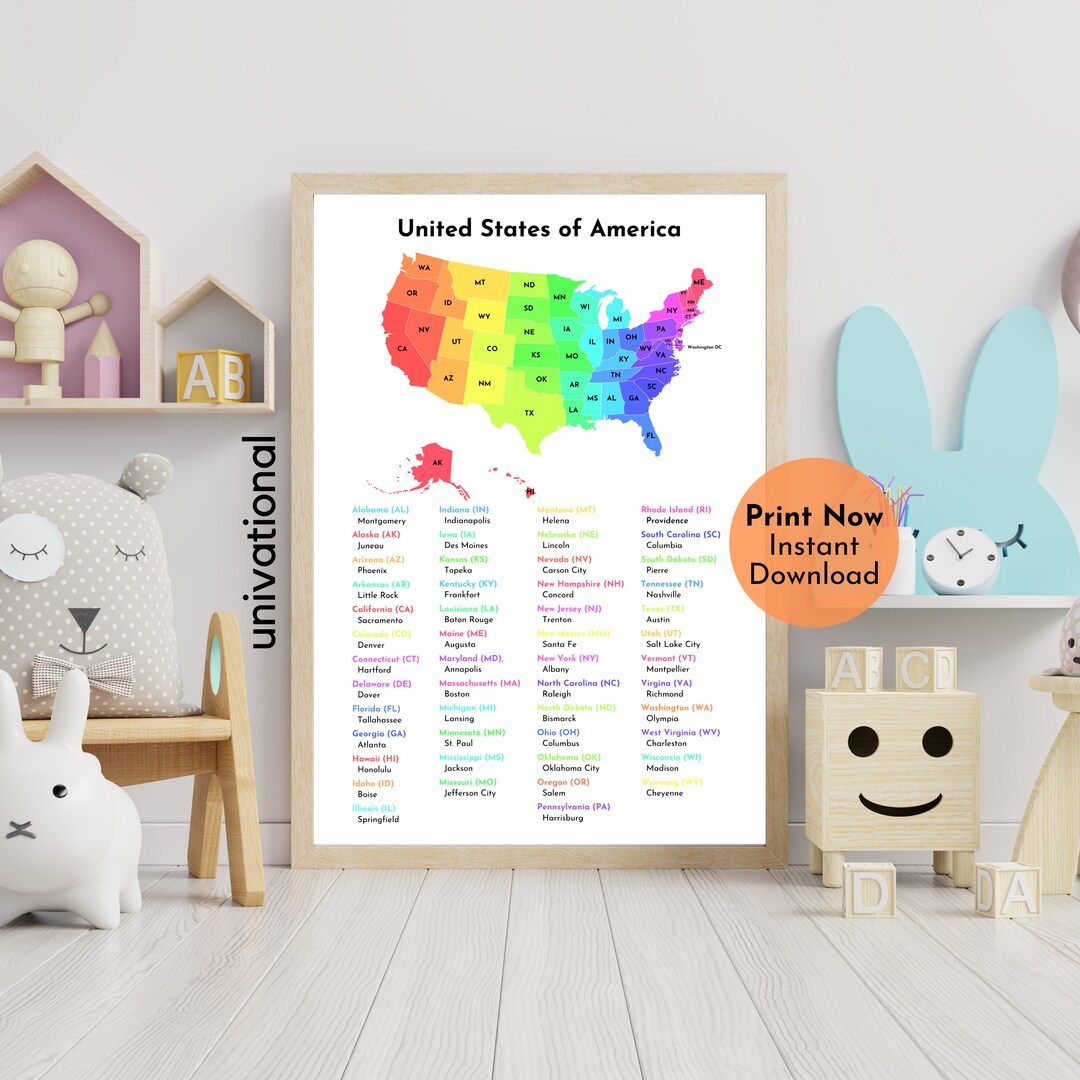 Classroom Posters Montessori Classroom States and Capitals - Etsy