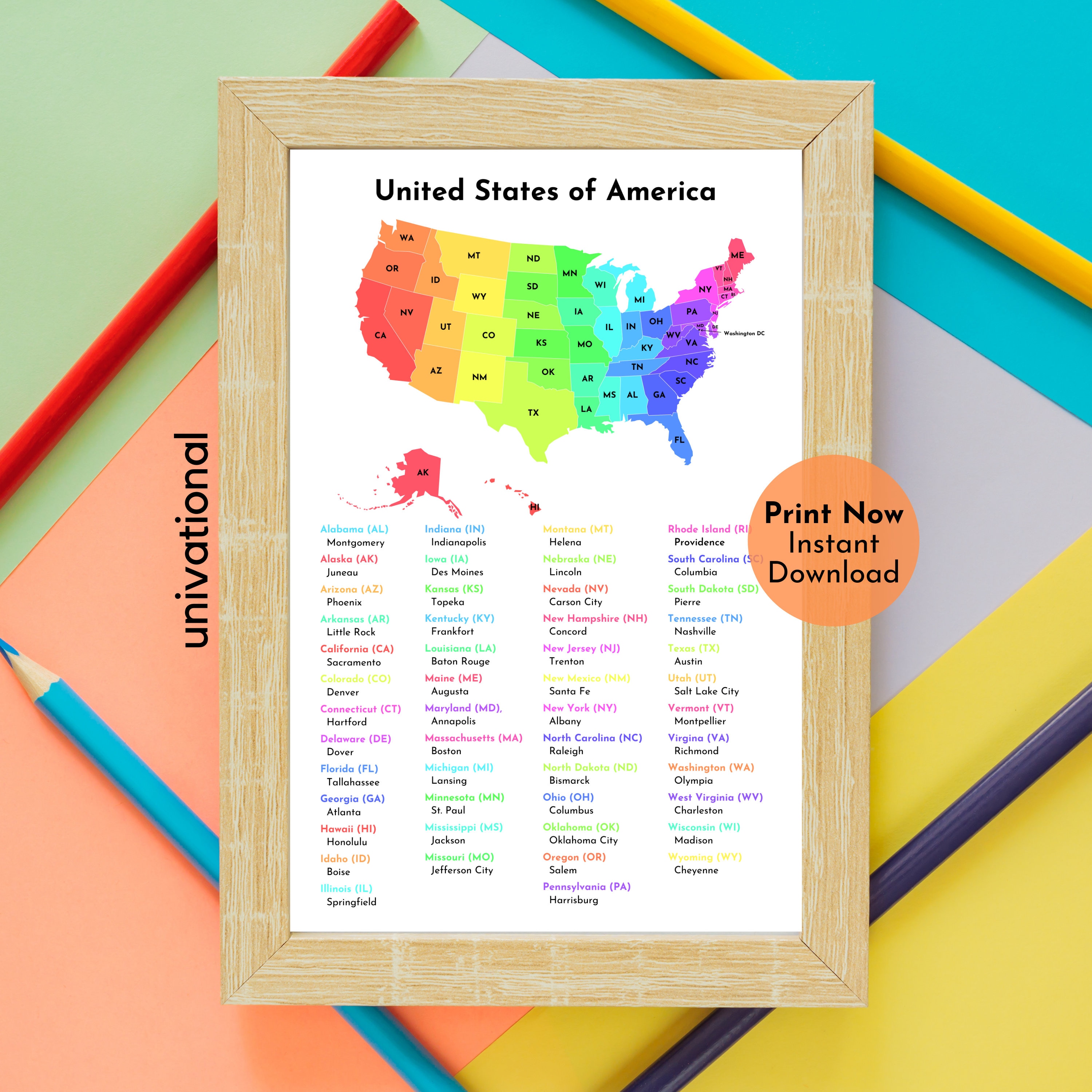 Classroom Posters Montessori Classroom States and Capitals | Etsy