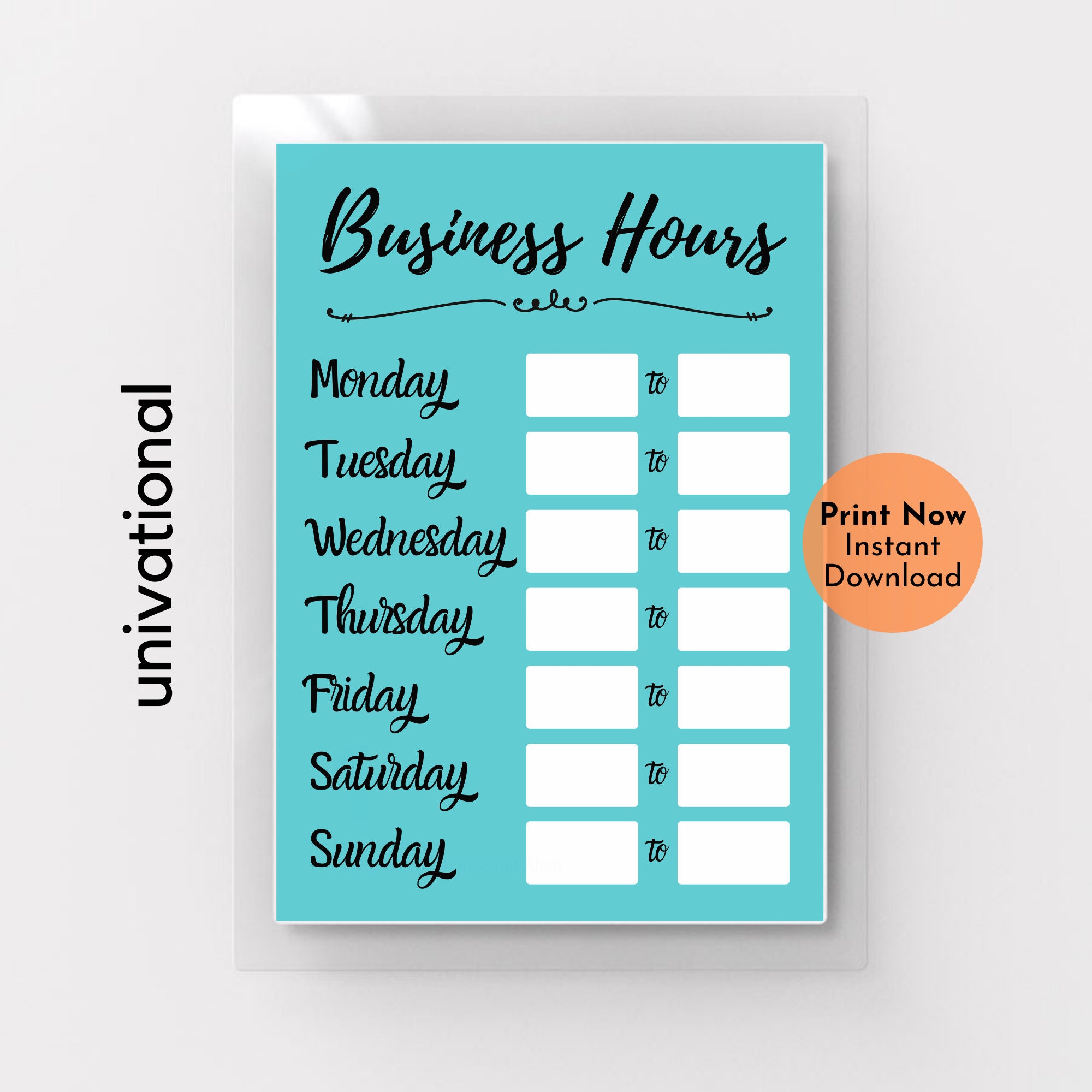 Business Hours Sign, Business Hours Printable, Store Hours Sign, Shop ...