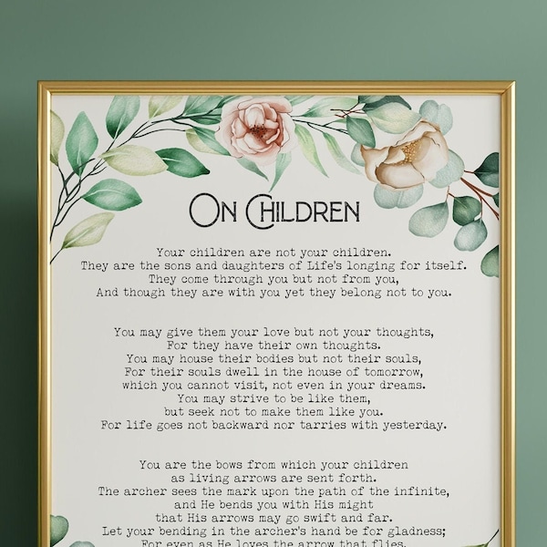 Printable Poem on Children Kahlil Gibran - Etsy