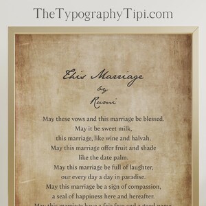 Wedding Blessing Poem - This Marriage Poetry Print by Rumi - Rumi Poem ...