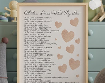 Children Learn What They Live Poem, Dorothy Law Nolte, Wall Art Poster ...