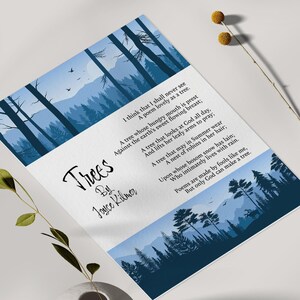 Trees Poem by Joyce Kilmer, Printable Wall Art, Poem Poster Print ...