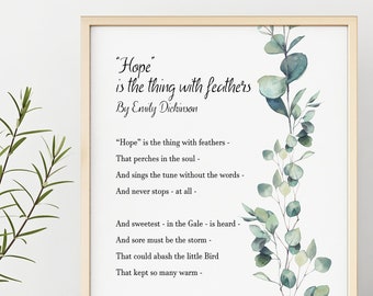Hope is the Thing With Feathers Inspirational Poem Pdf - Etsy