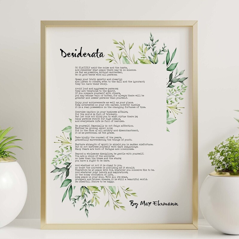 Max Ehrmann Poem - Etsy