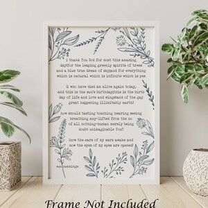 E.e Cummings Poem 'i Thank You God for Most This Amazing' With Flower ...