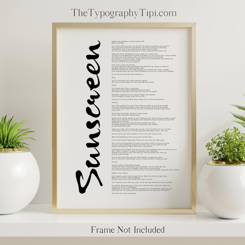 Wear Sunscreen Poster - Etsy