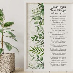 Children Learn What They Live Poem Dorothy Law Nolte Wall - Etsy