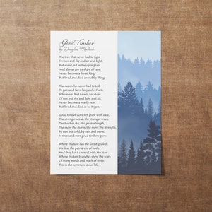 Good Timber Poem Print: Douglas Malloch Motivational Wall Art (digital ...