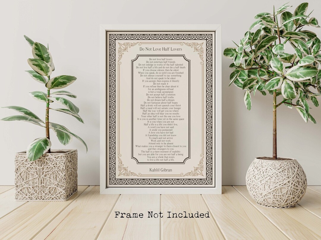 Do Not Love Half Lovers by Kahlil Gibran Poem Victorian - Etsy