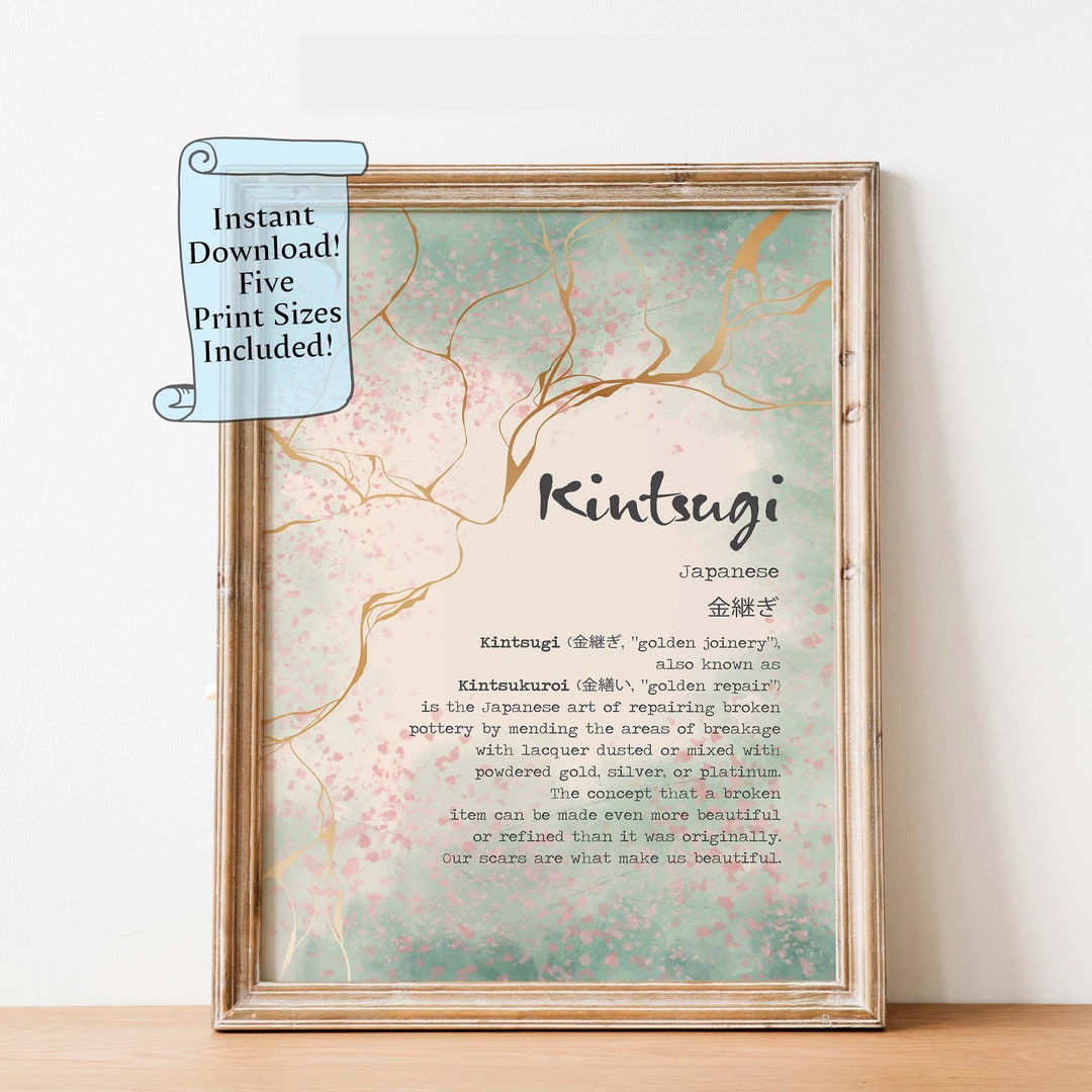 Kintsugi Definition Print, Japanese Philosophy Wall Art, Wabi Sabi ...