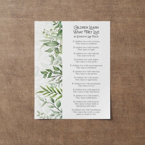 Children Learn What They Live Poem - Dorothy Law Nolte - Wall Art ...