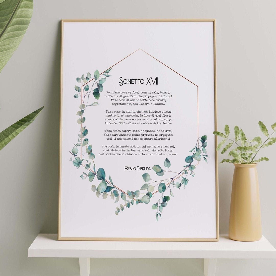 Pablo Neruda Sonnet XVII Print: Eucalyptus Watercolor, Spanish ...