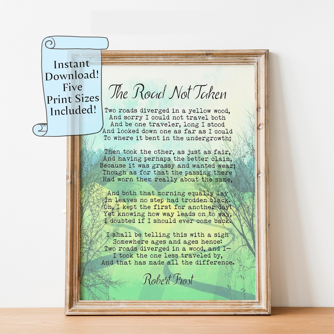 The Road Not Taken Downloadable Print - Robert Frost Poem - Watercolor ...