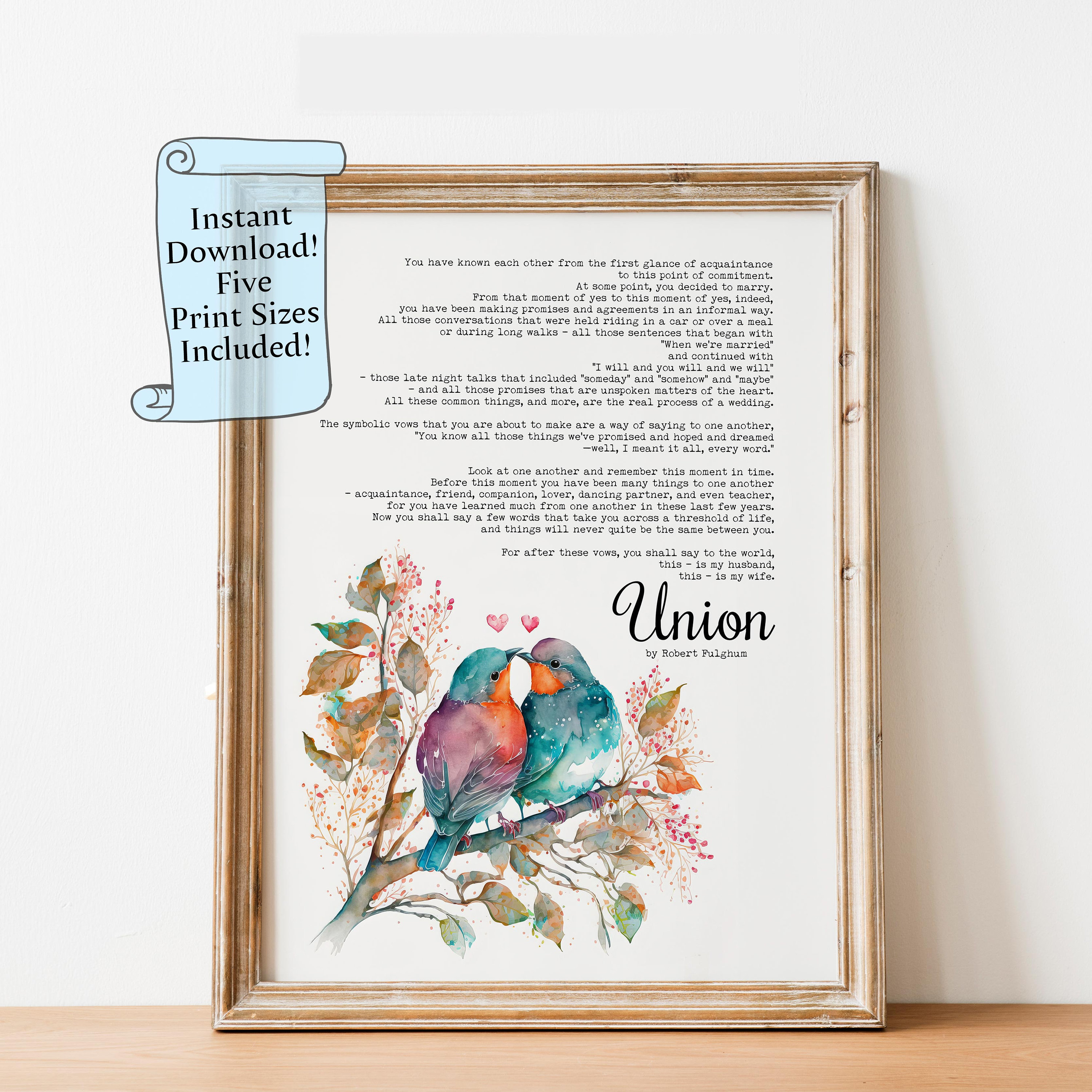 Union Wedding Poem by Robert Fulghum Pintable Wall Art - Etsy