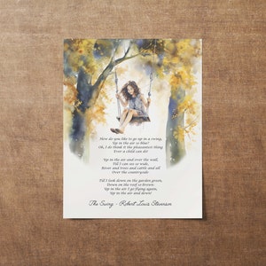 The Swing Poem Print: Robert Louis Stevenson, Children's Room Decor ...