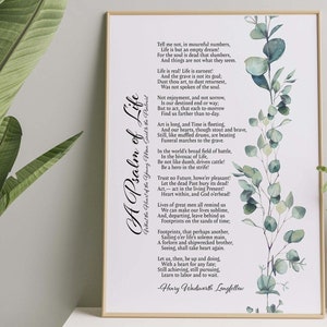 A Psalm of Life Poem Henry Wadsworth Longfellow Poetry Poster Print ...
