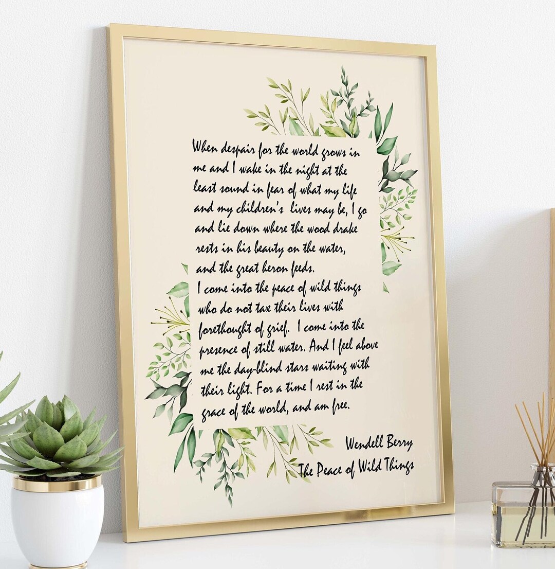 Wendell Berry Poem Print: Botanical Literary Wall Art - Etsy