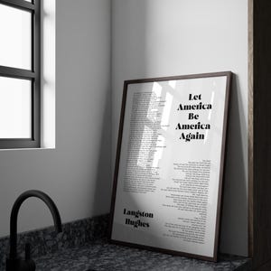 Langston Hughes Poem Print: Let America Be America Again (digital ...