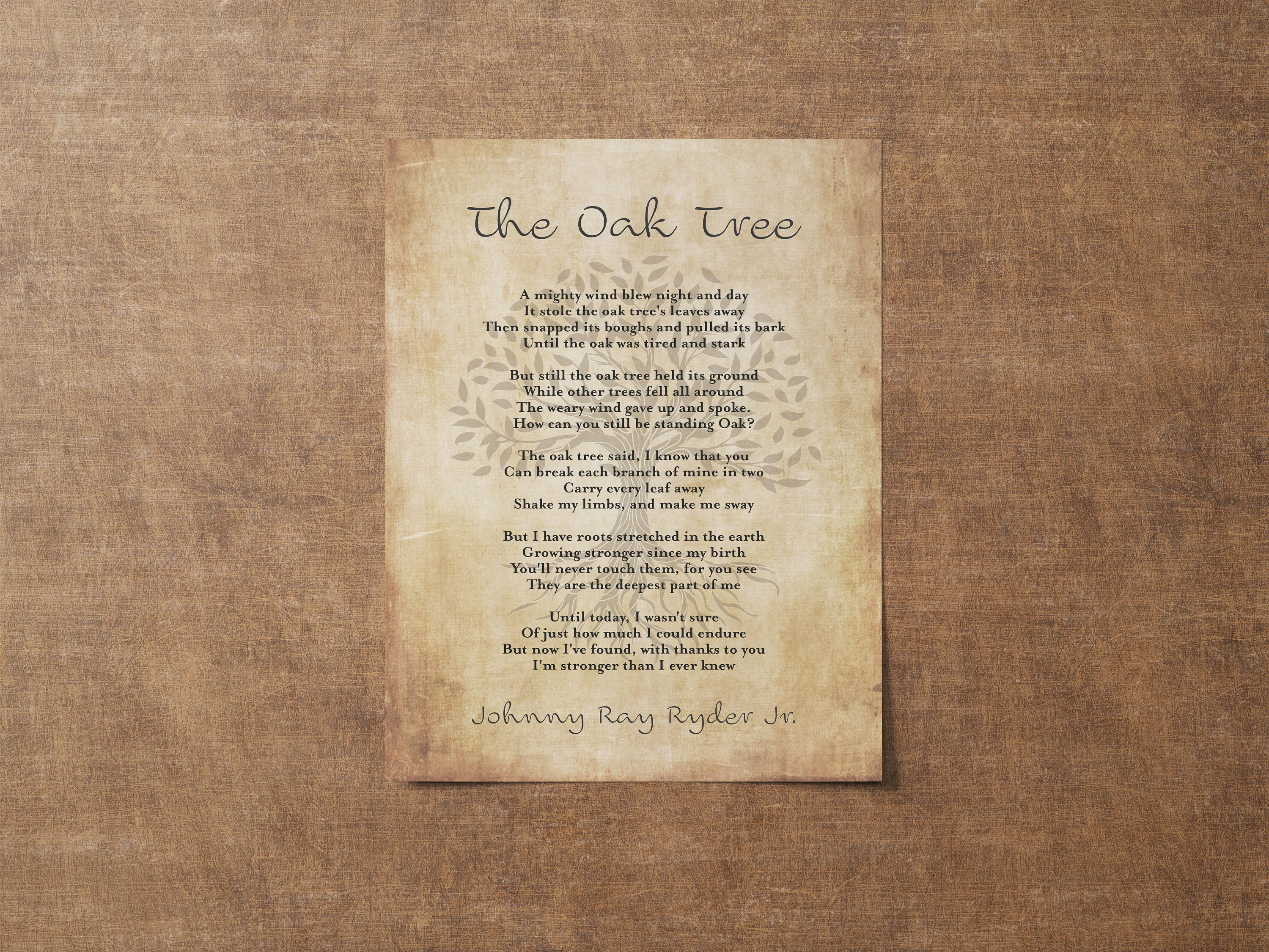 The Oak Tree Poem Print: Johnny Ray Ryder Jr. Wall Art (digital ...