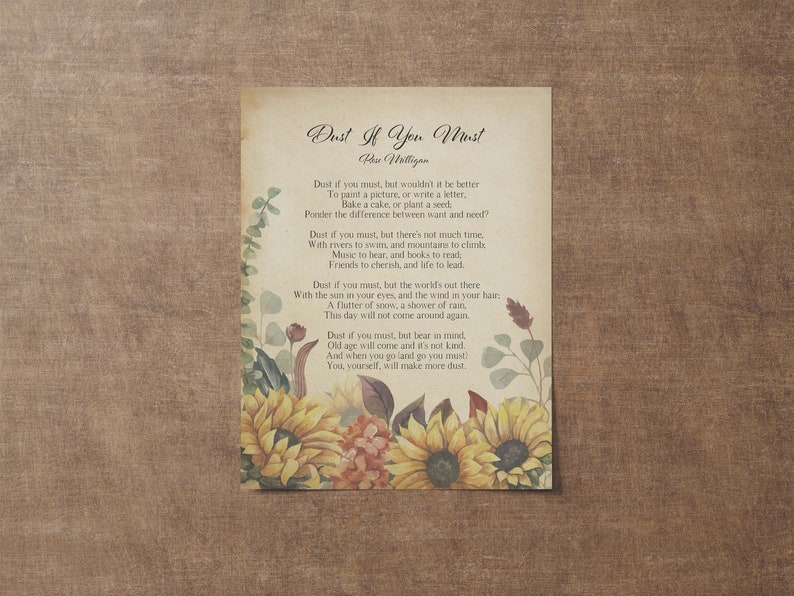 Dust If You Must Cute Poem Poster Print Illustrated Poetry - Etsy