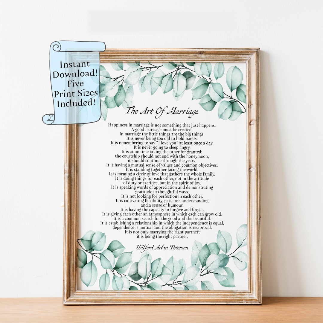 The Art of Marriage Printable Wall Art, Wilferd Arlan Peterson Wedding ...