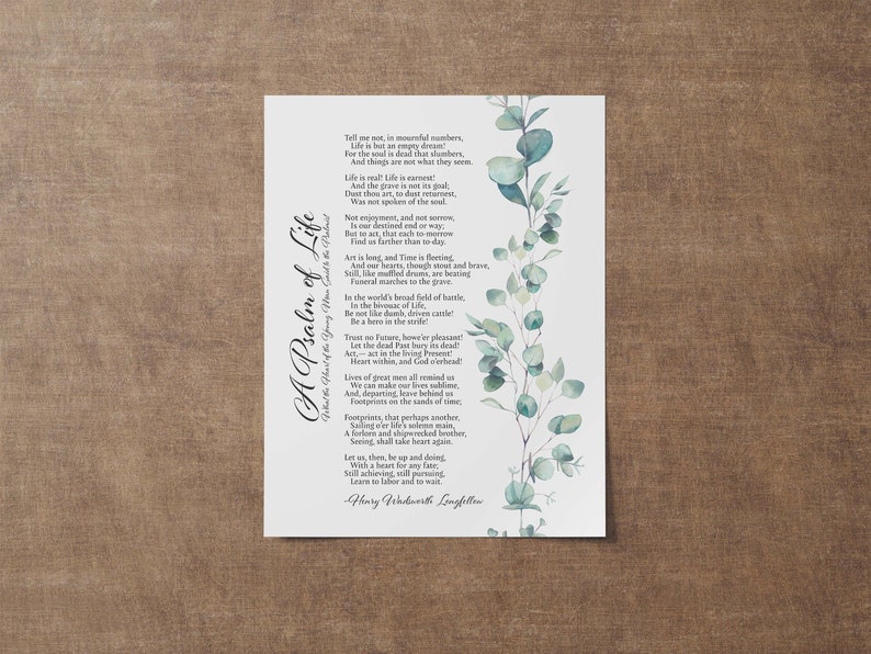 A Psalm of Life Poem Henry Wadsworth Longfellow Poetry - Etsy
