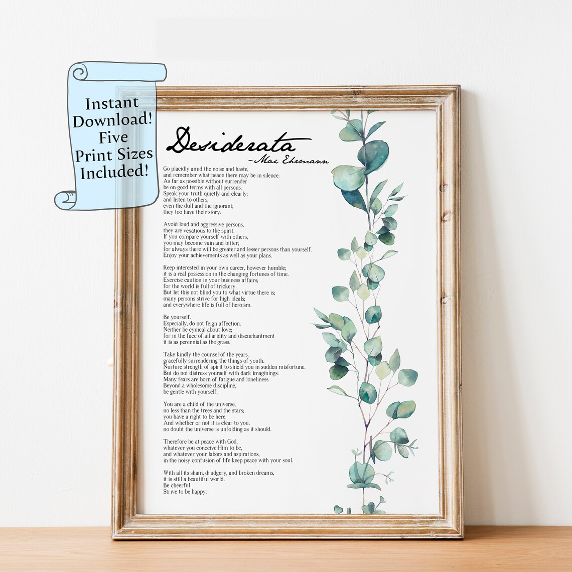 Desiderata Printable Poster Poem by Max Erhmann Instant Download ...