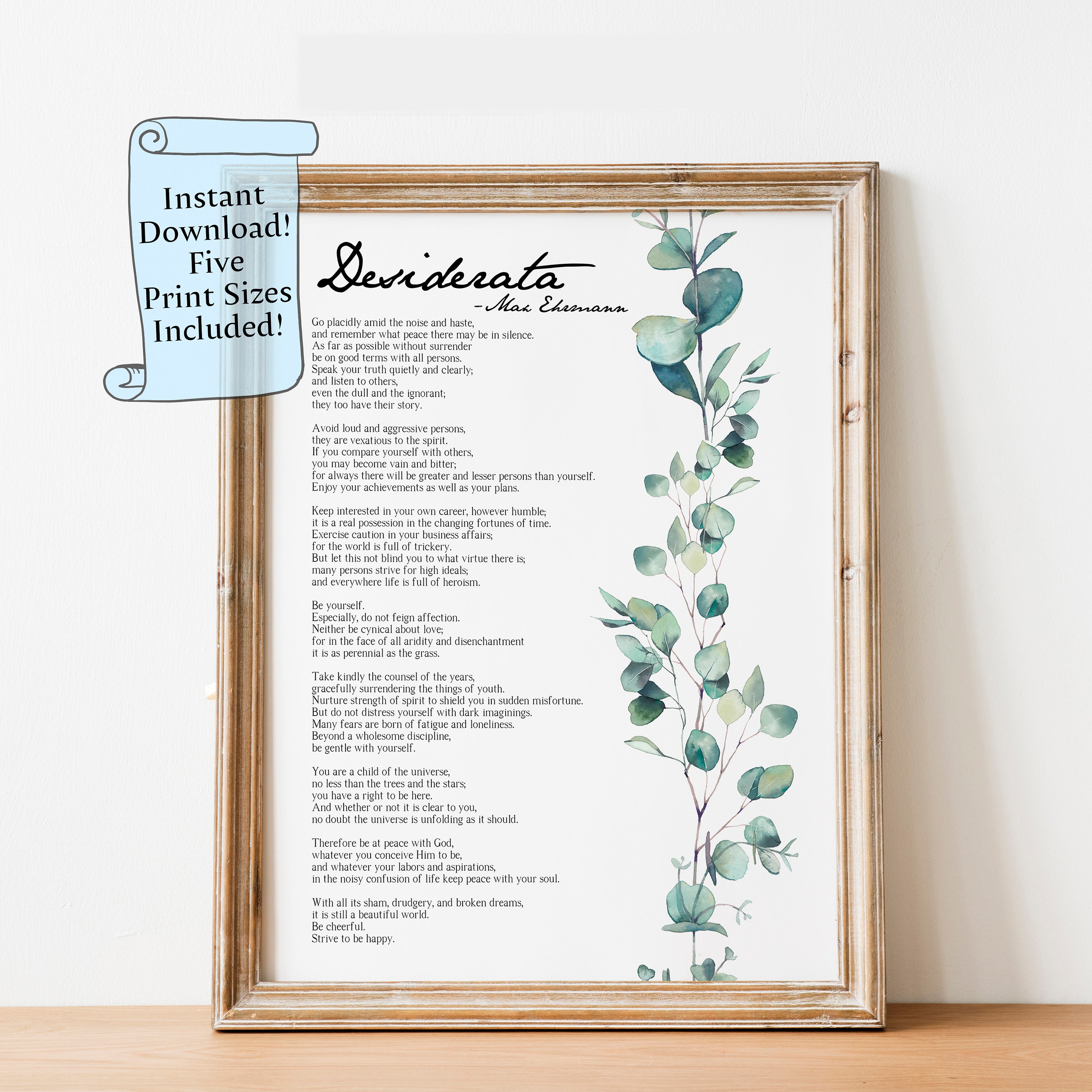 Desiderata Printable Poster Poem by Max Erhmann Instant Download ...