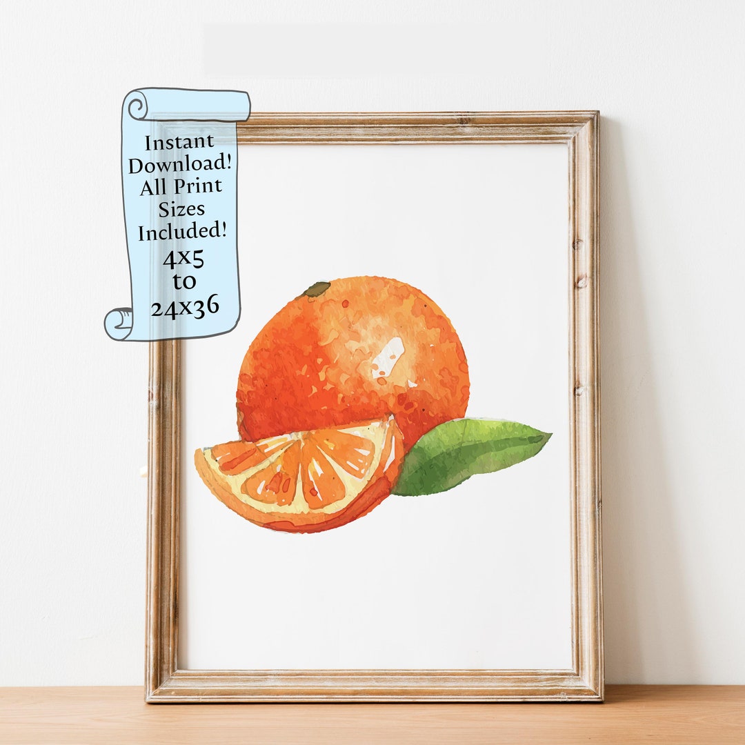Watercolor Orange Downloadable Print - Citrus Wall Art for Kitchen ...