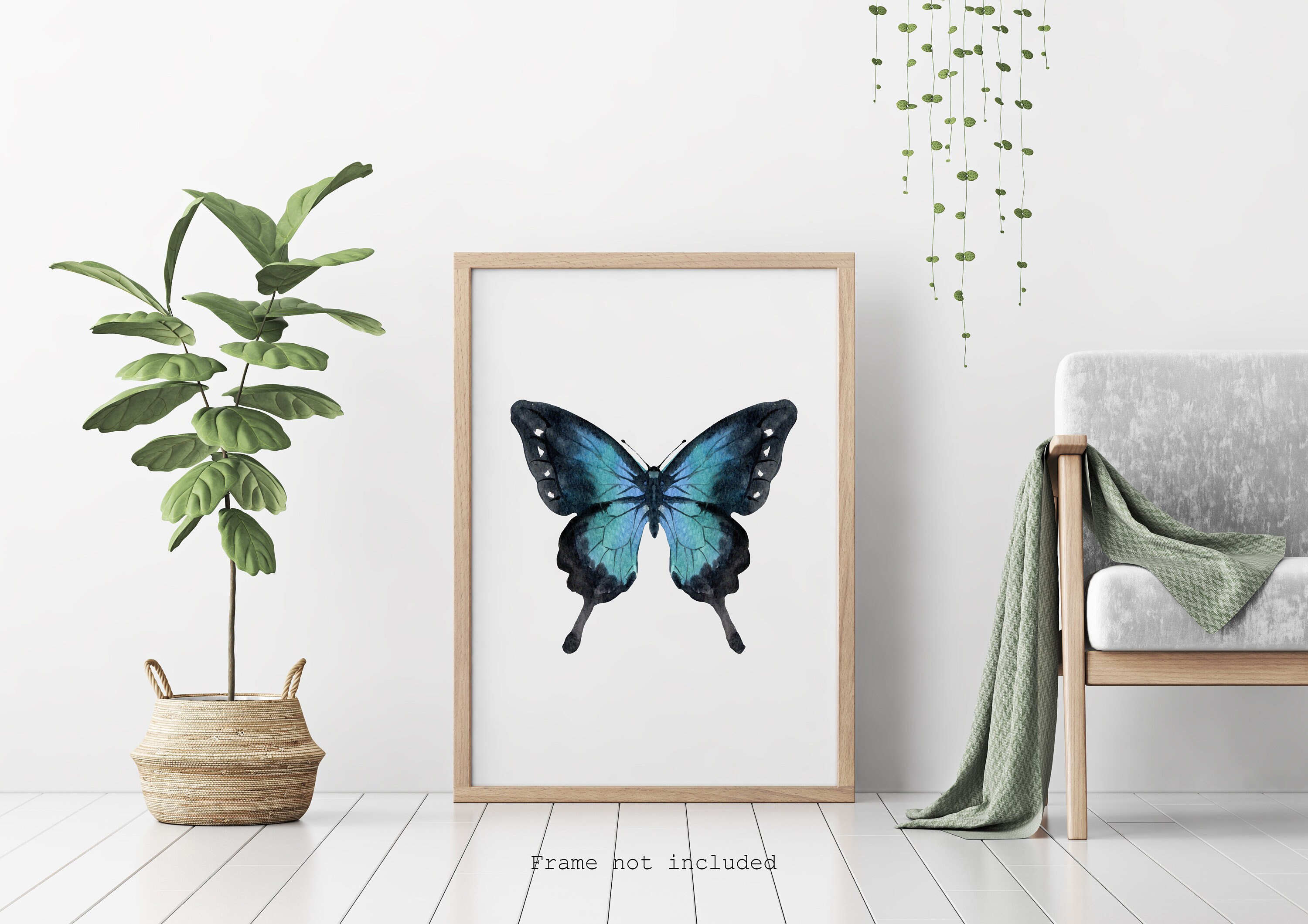 Watercolor Butterfly Printable wall art Blue Butterfly | Etsy