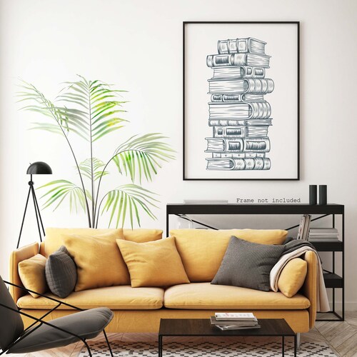 Book Stack Print Printable Wall Art Stack of Books - Etsy