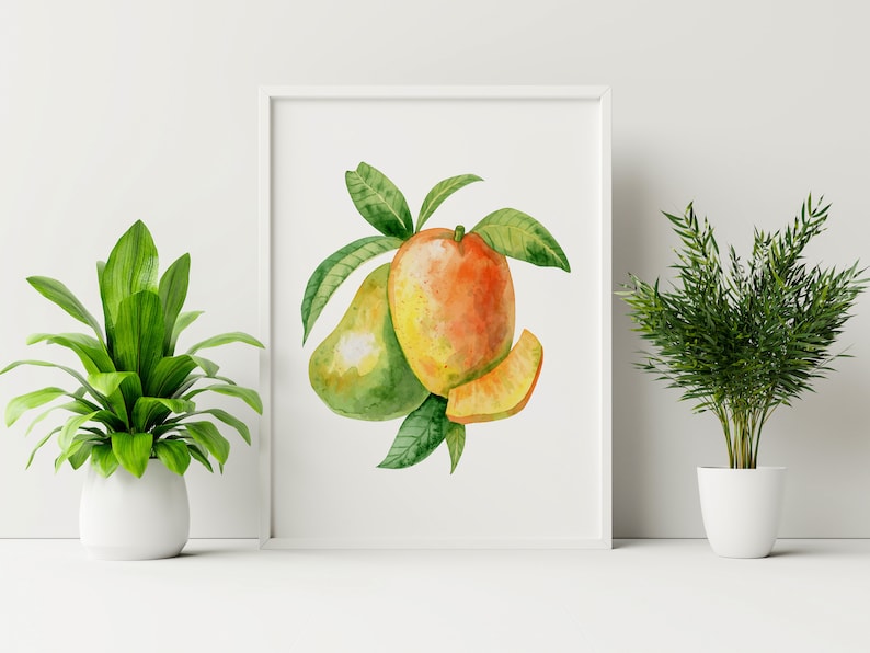 Watercolor Mango Print: Tropical Kitchen Wall Art (digital Download) - Etsy