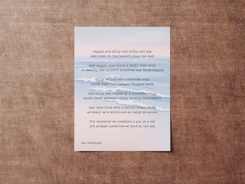 E.E Cummings Poem Wall Art Maggie and Milly and Molly and - Etsy
