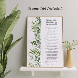 Children Learn What They Live Poem - Dorothy Law Nolte - Wall Art ...