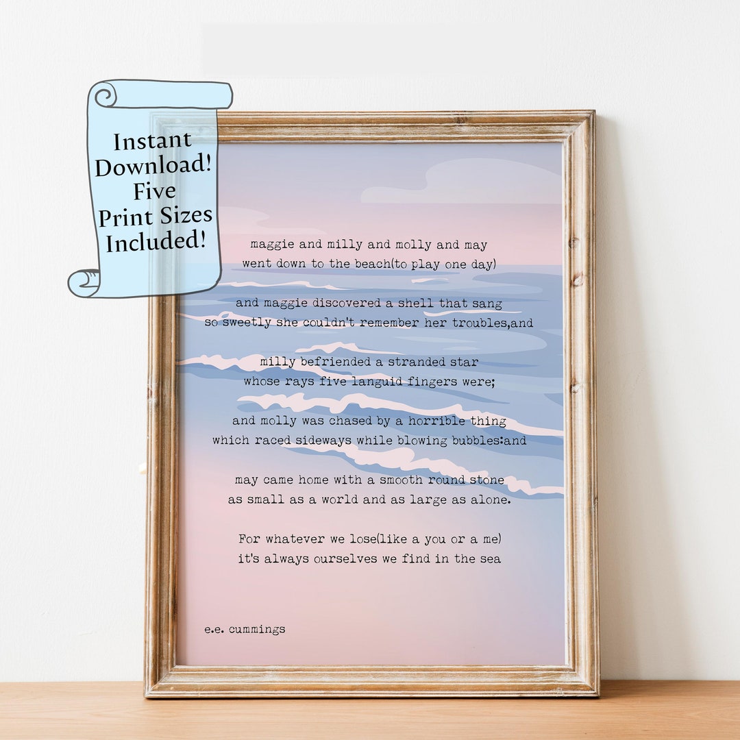 E.E Cummings Poem Wall Art - Maggie and Milly and Molly and May - for ...