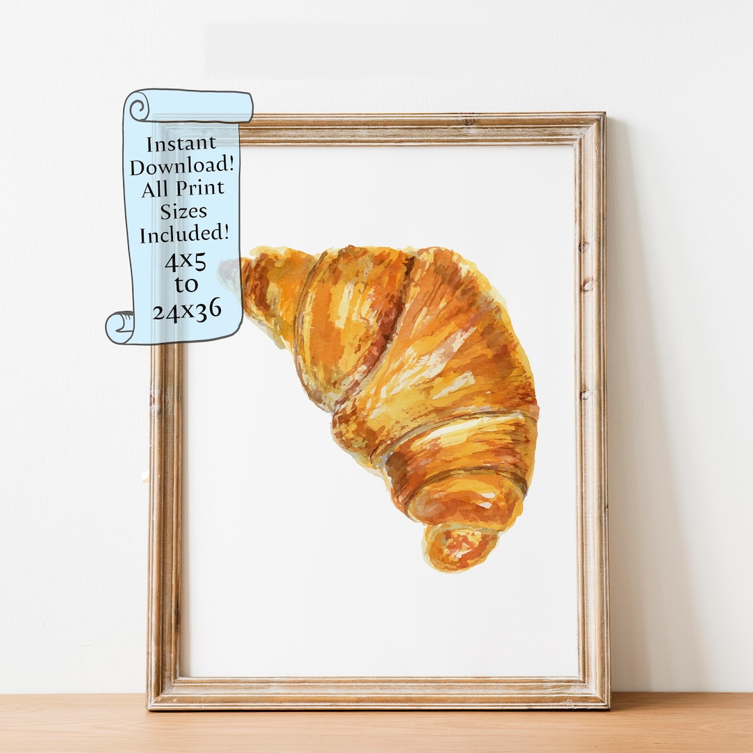 Watercolor Croissant Downloadable Print - Pastry Wall Art for Kitchen ...